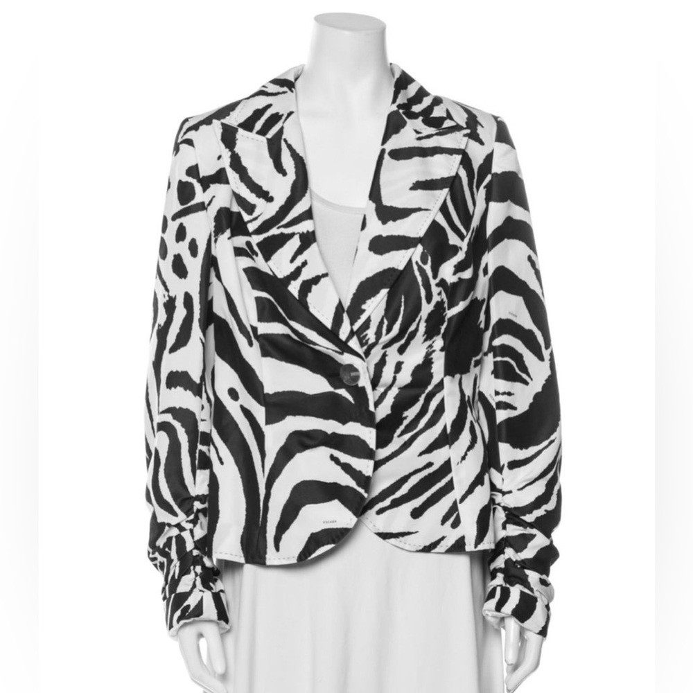 Escada Zebra Print Blazer Cropped Jacket Animal Print… - Gem
